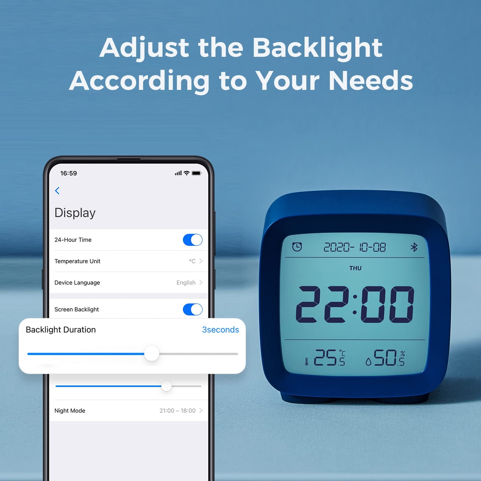 Smart Bluetooth Digital Alarm Clock with Multiple Alarms Battery ...