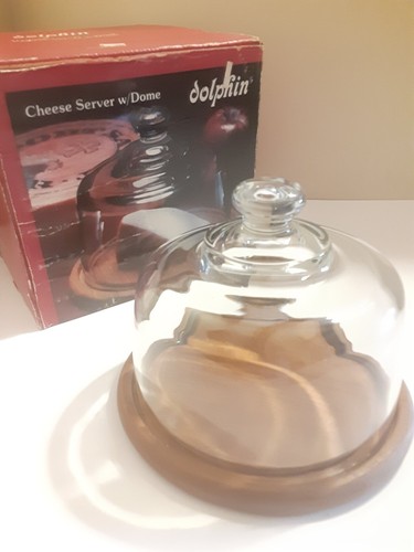 Dolphin Hand Crafted Teakwood Cheese Server with Dome | eBay