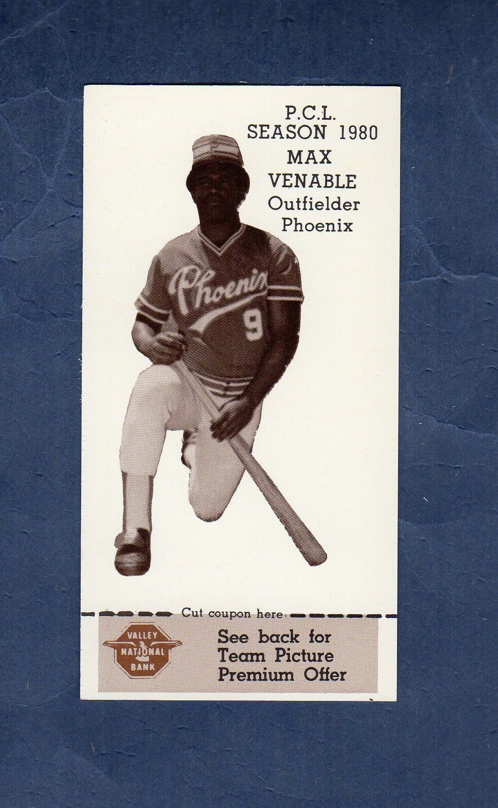 #12 MAX VENABLE, Phoenix Giants | PCL 1980 Valley National Bank card | eBay