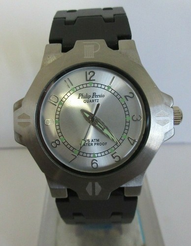 Philip Persio Quartz 5 ATM Waterproof Black Band Watch | eBay