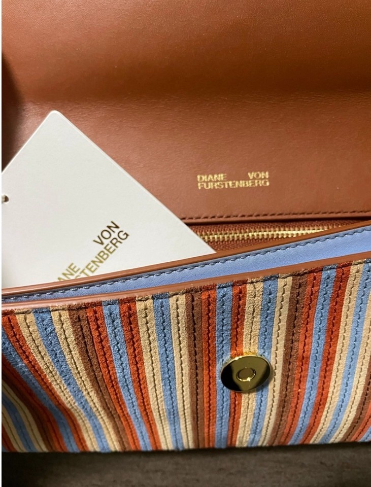 Diane Von Furstenberg Red Suede Stripe Clutch Bag, brand new with tag ...