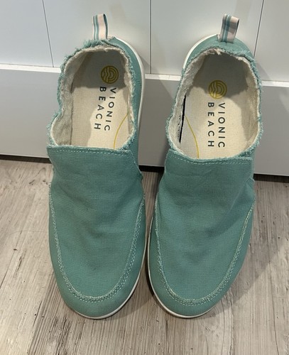 Women’s Vionic Beach Canvas Slip On Sneakers Size 8.5 Soft Teal color ...