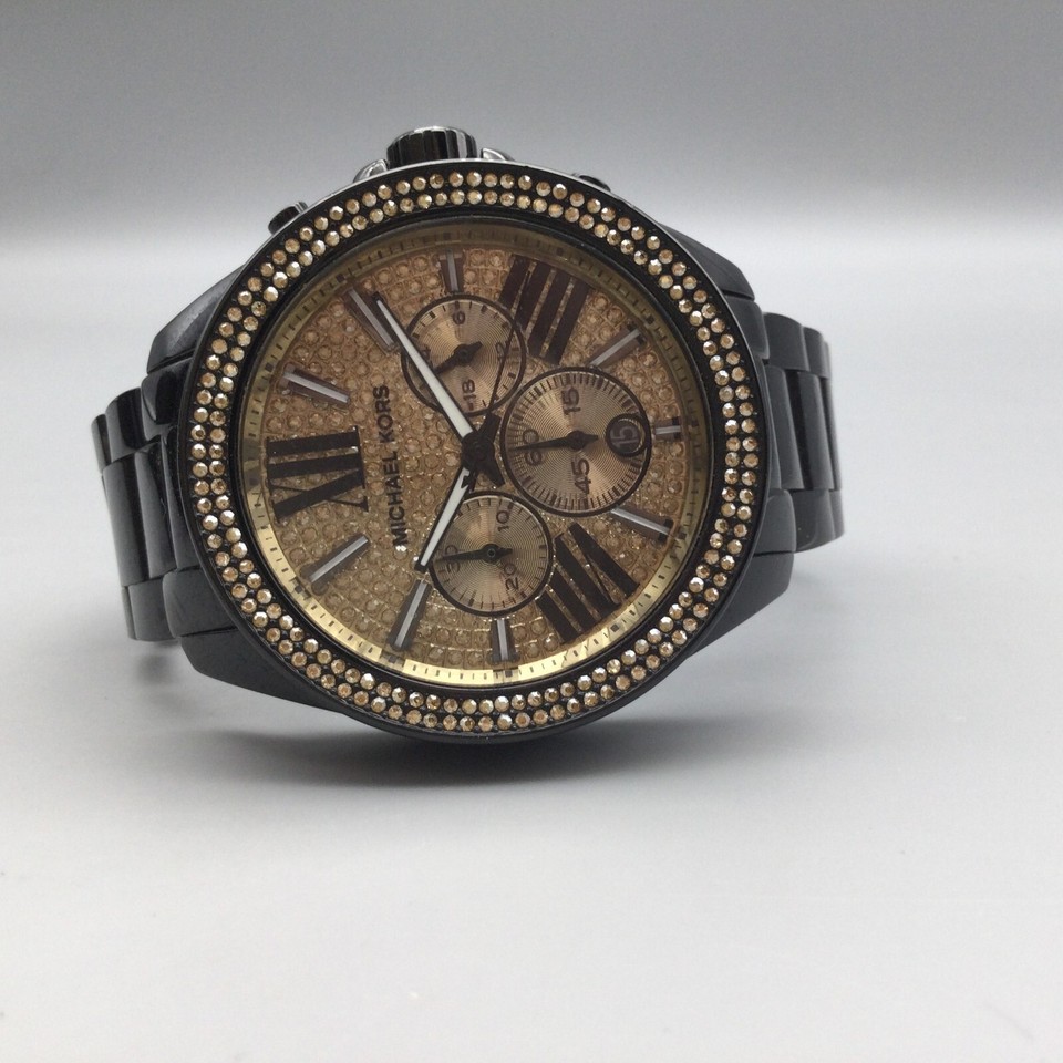 Michael Kors Wren Watch Women MK-5961 42mm Black Pace Crystals New ...