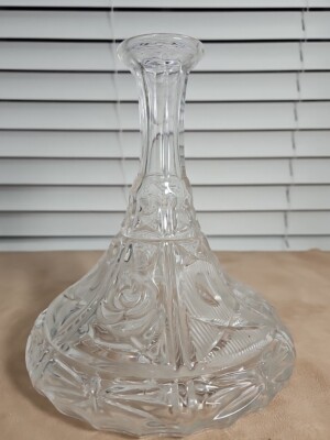 Vintage Crystal Ships Table Etched Rose Bar Serve Ware Decanter. | eBay