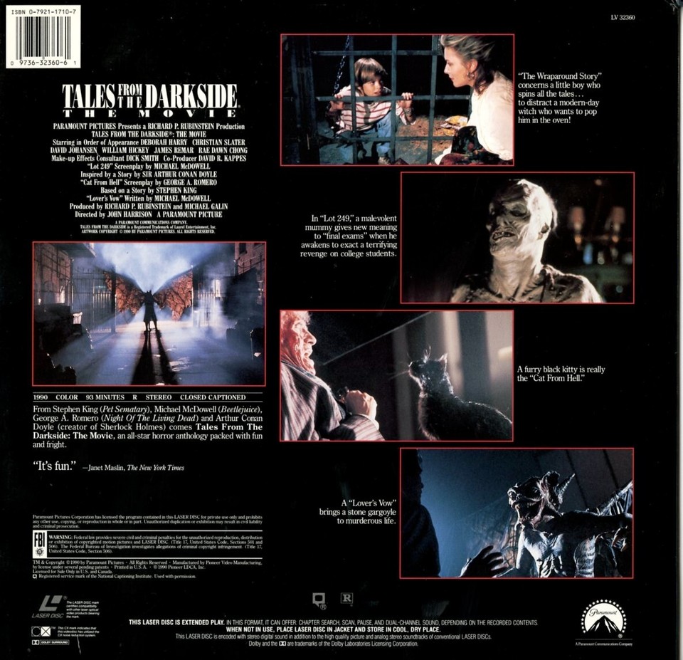 Tales From the Darkside: The Movie (King, Romero) - 1990, Laserdisc ...