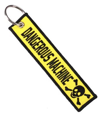 DANGEROUS MACHINE Skull & CrossBones Death Danger Race Racing Key Tag ...