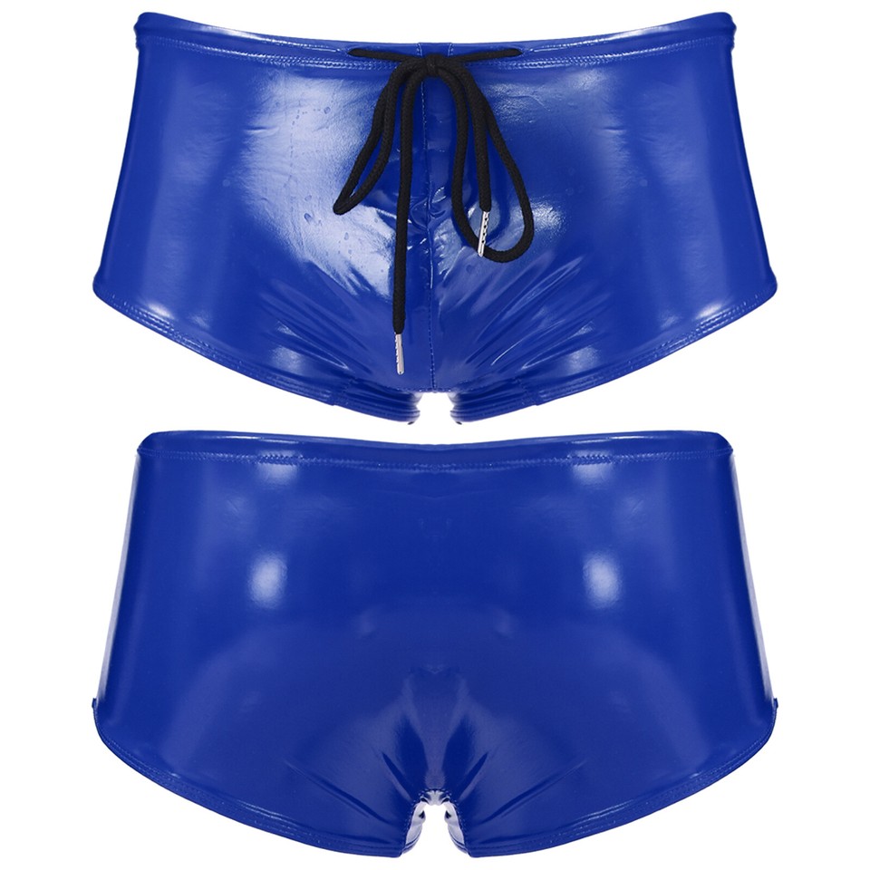 Men's Shiny Boxer Shorts Briefs Split Side Elastic Underwear Beach ...