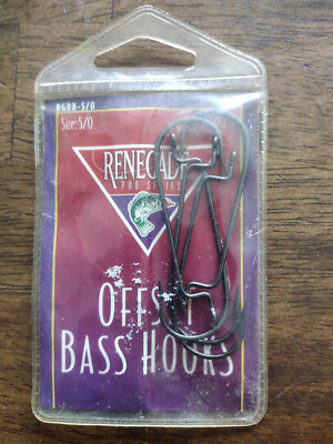 RENEGADE offset bass hooks 6 Pcs 5/0 Vintage ProSeries Original Package ...