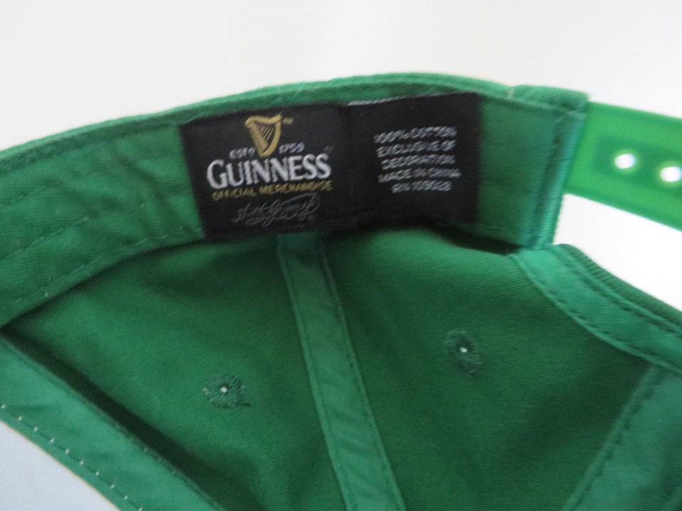 Guinness Extra Stout Beer Green and White Basball Cap Hat Snapback | eBay