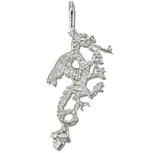 Sterling Silver Diamond Cut Fire Dragon Pendant | eBay