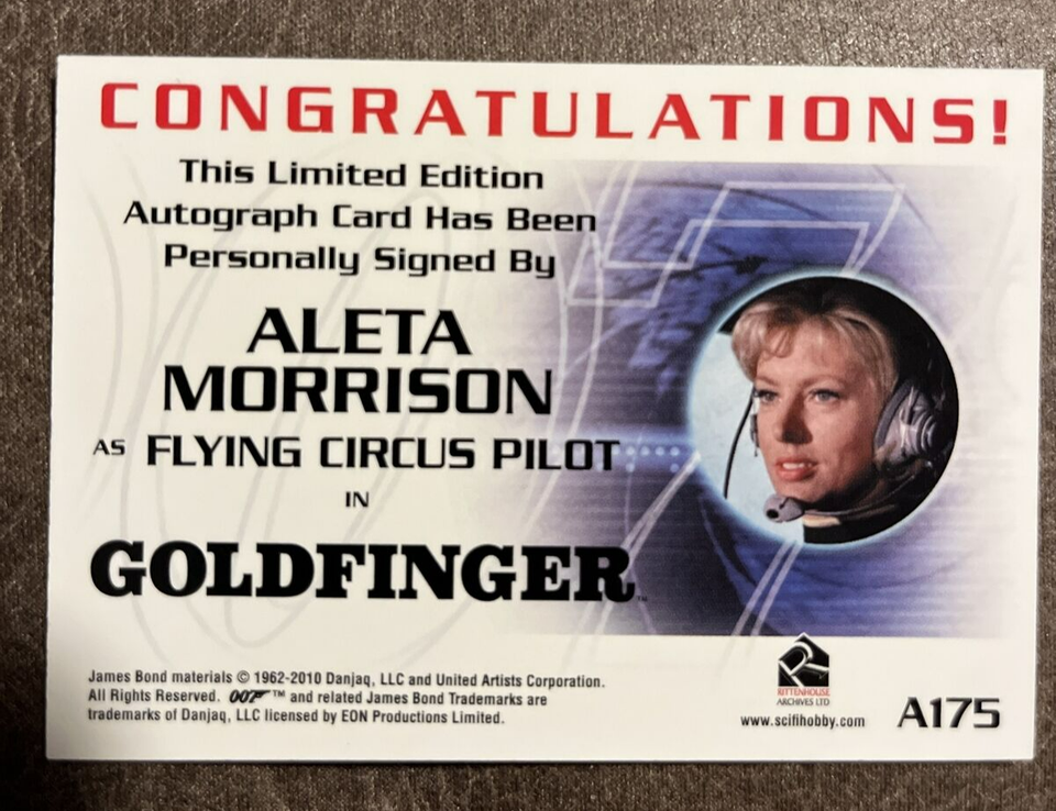 JAMES BOND MISSION LOGS ALETA MORRISON - FLYING CIRCUS PILOT AUTOGRAPH ...