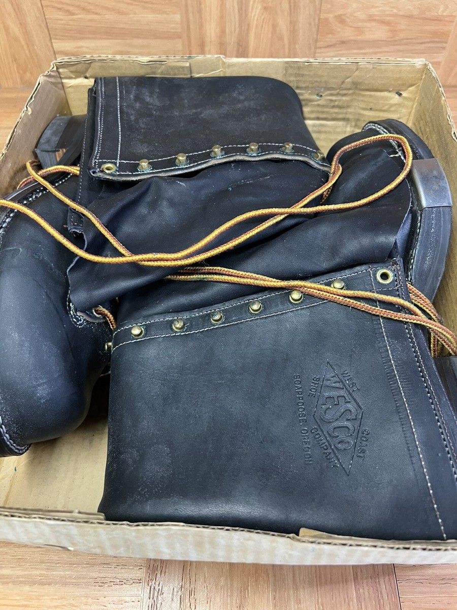 Sz 10 EE - WESCO Highliner Lineman Boots Jobmaster Black Sz 10 EE - WESCO Highliner Lineman Boots Jobmaster Black