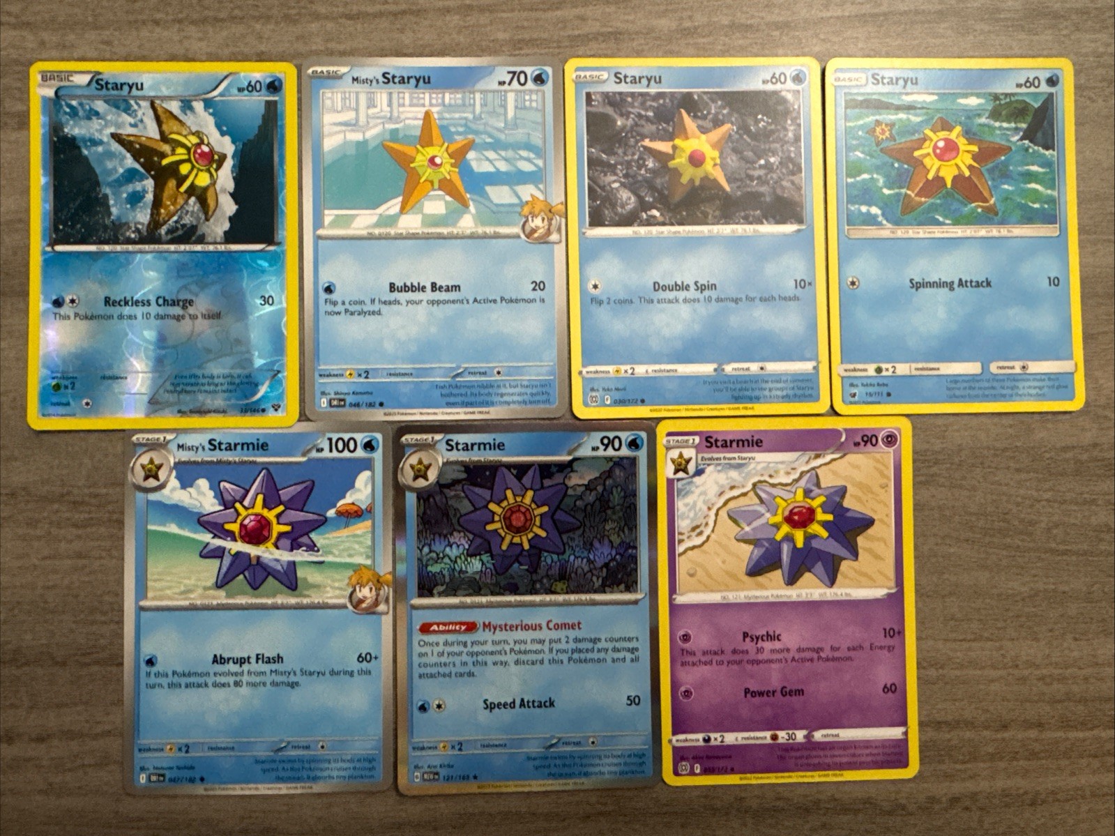 Staryu Starmie Pokémon Card Collection Lot Of 7 With Holo And Reverse ...