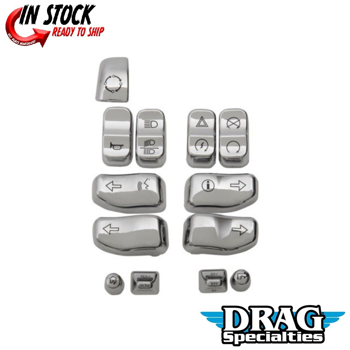 Chrome Switch Button Covers Caps for Harley Touring FLHT/FLHX/FLTRX ...
