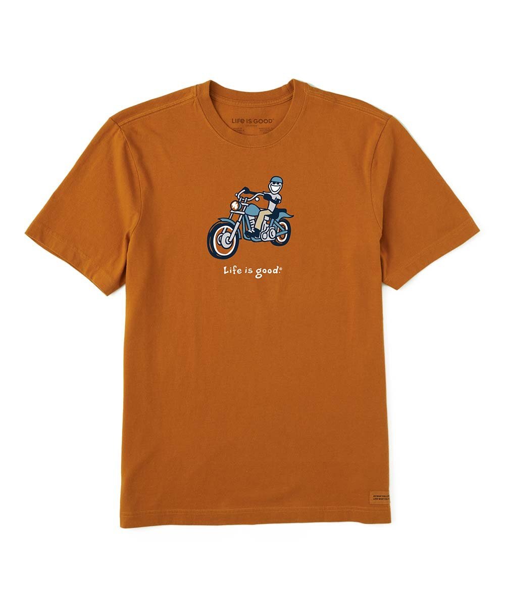 Men's Life Is Good Motorcycle Jake Coffee Brown SS Crusher Tee | eBay