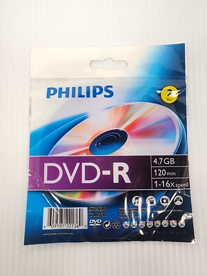 Philips DVD+R 4.7GB Media Disc -2 Pack 120 Min New | eBay