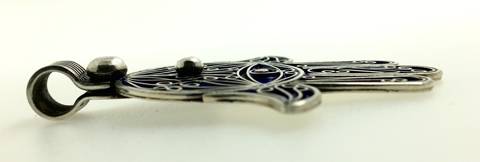 SILVER Cobalt Blue Enamel Moroccan Berber Hamsa Evil Eye Amulet ...