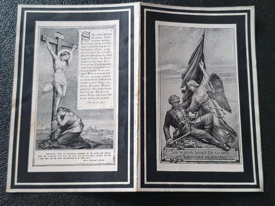 original german ww1 Death Card Joseph Heier 13ir fell 20 Sept 1916 ...