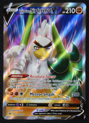 Pokemon Card Galarian Sirfetch'd V 174/185 Full Art Vivid Voltage NM/M ...