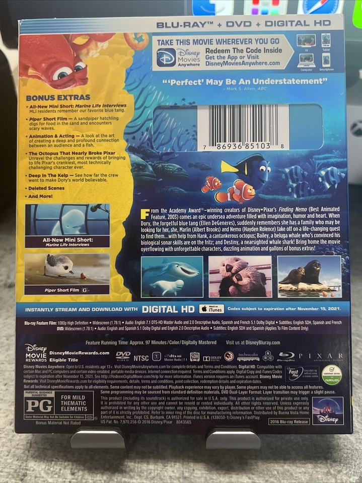 Finding Dory (Blu-ray, 2016) 786936851038 | eBay