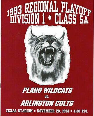 1993 PLANO WILDCATS - ARLINGTON COLTS Texas High School PLAYOFF ...