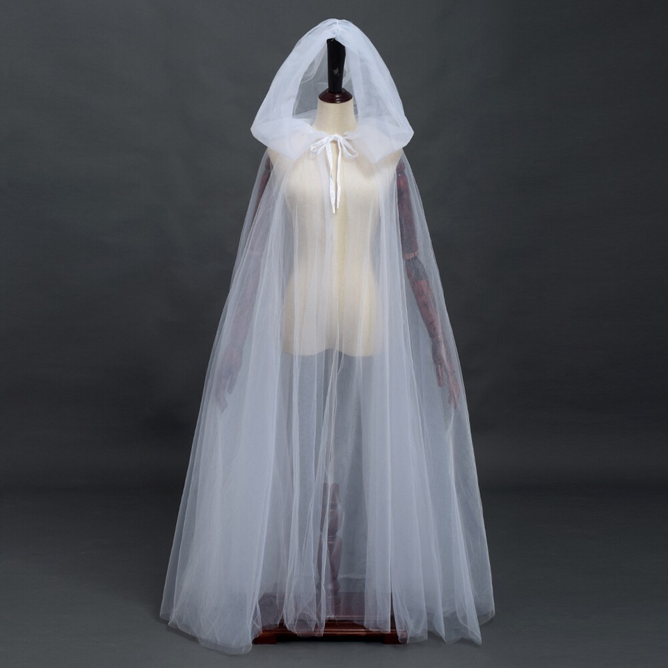 Gothic Women Hooded Cloak The Ghost Haunted Costume Bride White Hooded ...