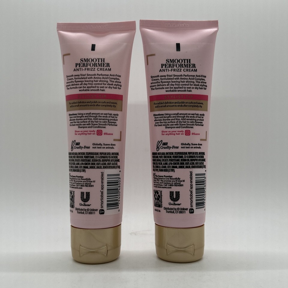 (2) Suave Smooth Performer Anti-Frizz Styling Cream Smoothing Cream, 4 ...
