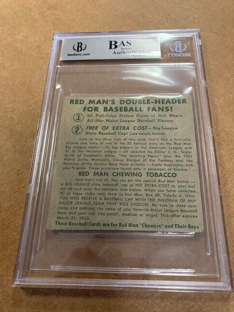 Ted Williams Signed 1952 Red Man Baseball Card Beckett Authenticated | eBay