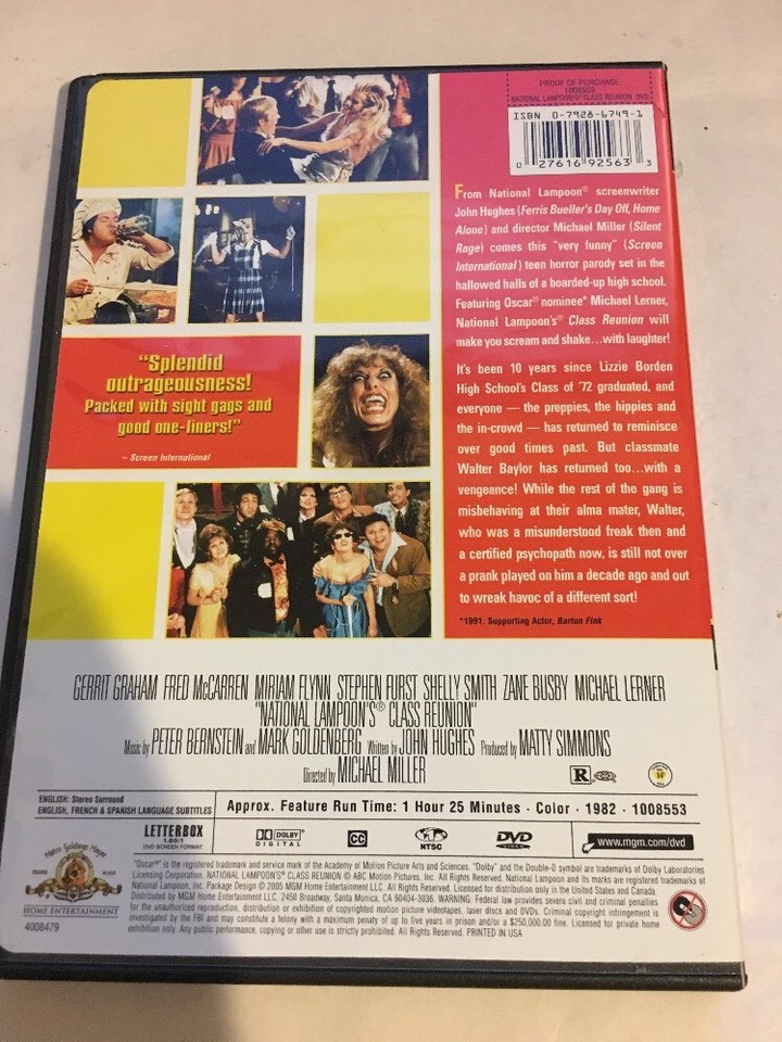 National Lampoon's Class Reunion (DVD, 2009) RARE OOP Good Shape Region ...