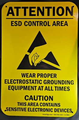 ATTENTION ESD CONTROL AREA "OSHA APPROVED" U-LINE INDUSTRIAL SIGN DECOR ...