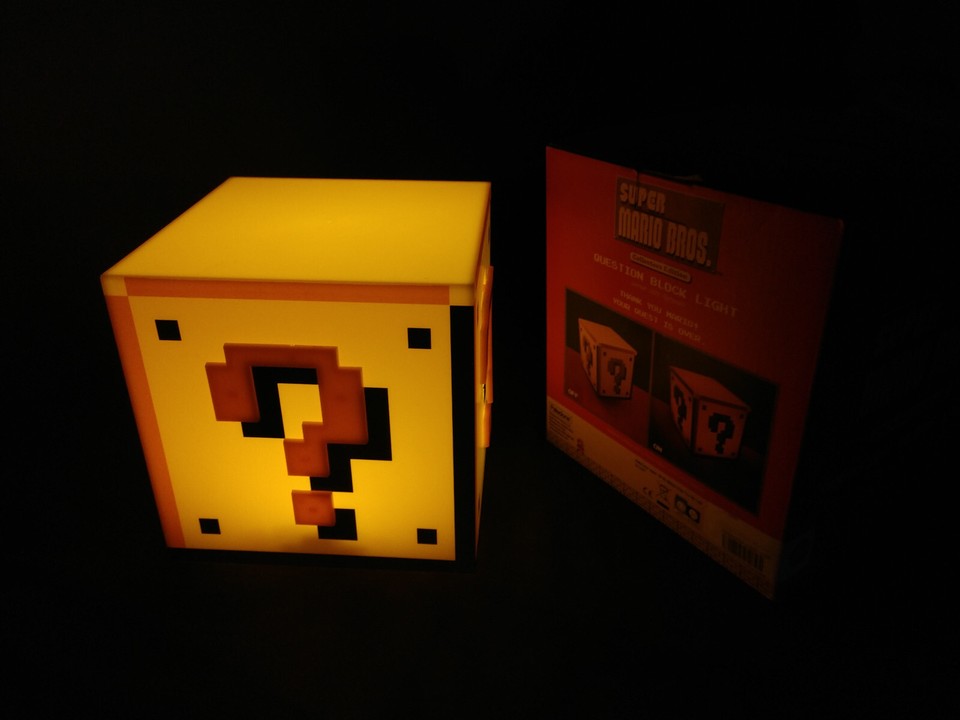 Super Mario Bros Nintendo Question Mark Block ? Yellow Cube Box Light ...