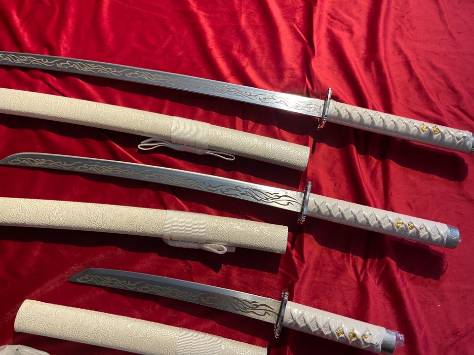 Carbon Steel Samurai Sword katana 3PC Set Katana,Wakizashi,Tanto sharp ...