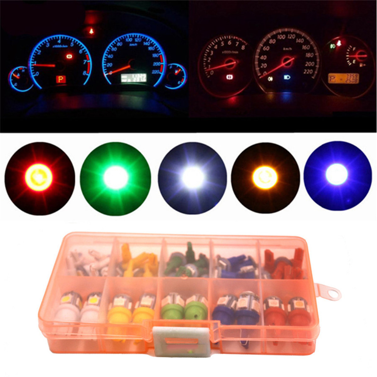 12V T5 T10 5050SMD Car Instrument Panel Light Bulb Clusters Dashboard ...
