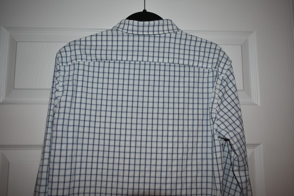 Bonobos Men White Navy Check Long Sleeve Shirt SZ M | eBay