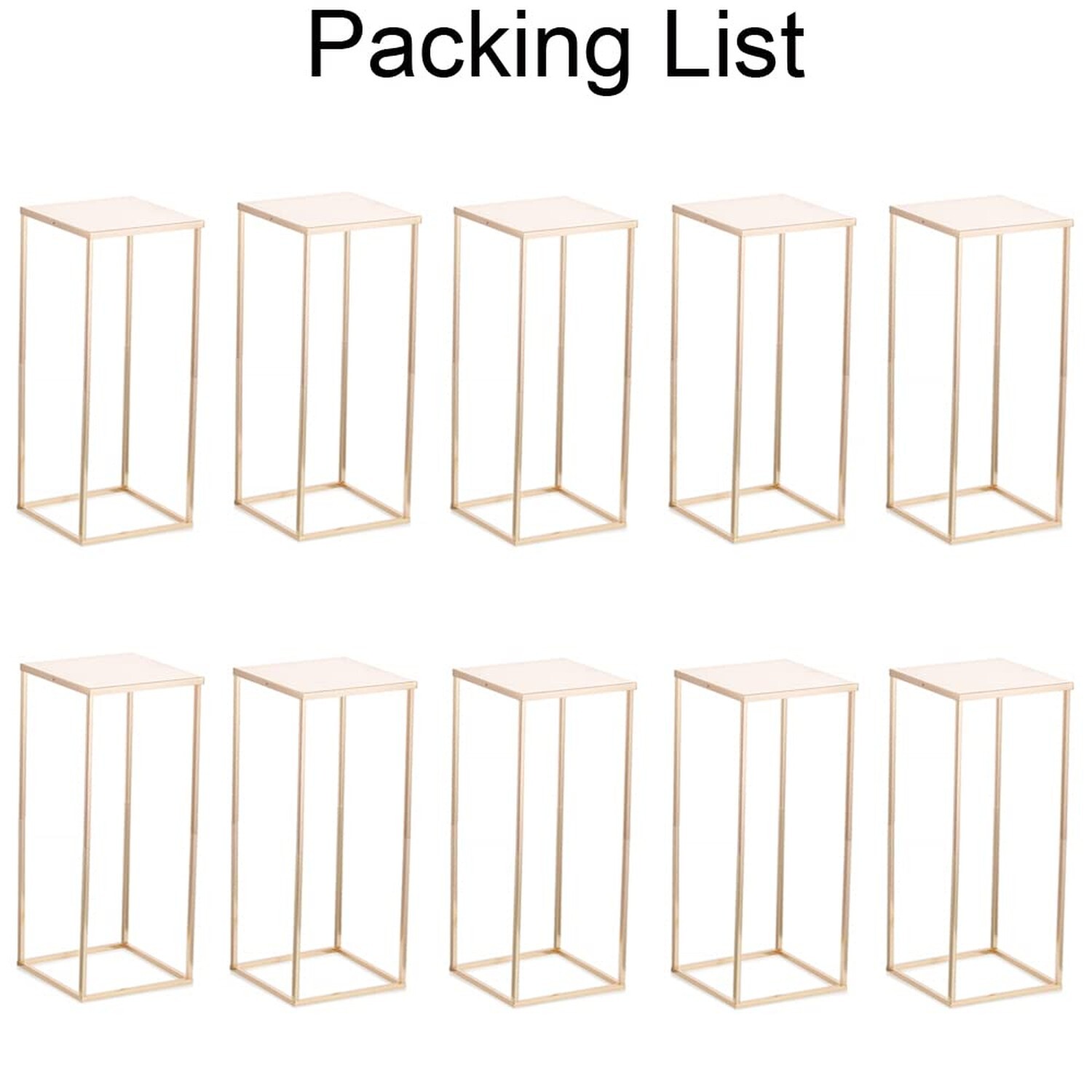 Gold Metal Cube Vase Stand for Wedding Centerpieces, 23.6in Tall, 10 ...