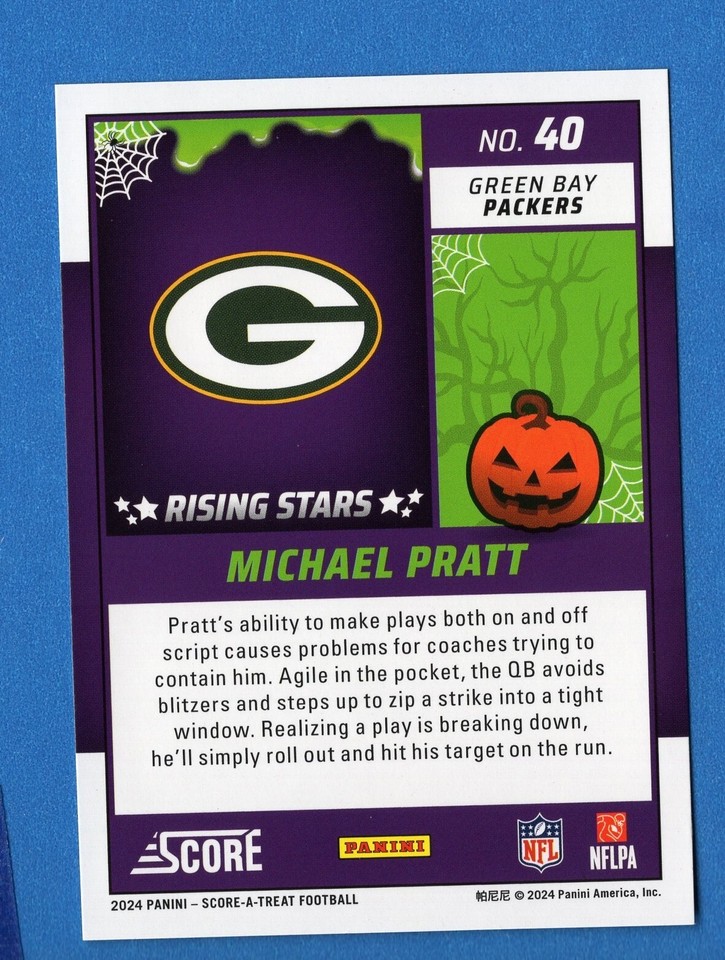 Michael Pratt 2024 Panini Score Halloween Green Bats Rookie Card | eBay