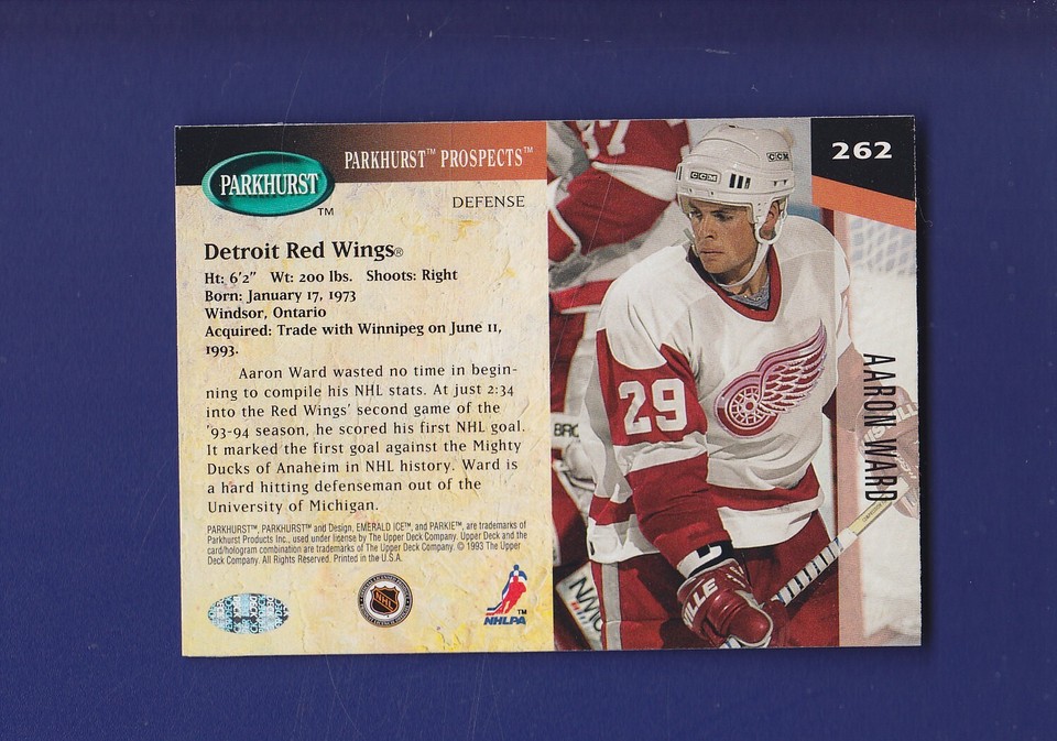 Aaron Ward RC 1993-94 Parkhurst Prospects Hockey #262 (MINT) Detroit ...