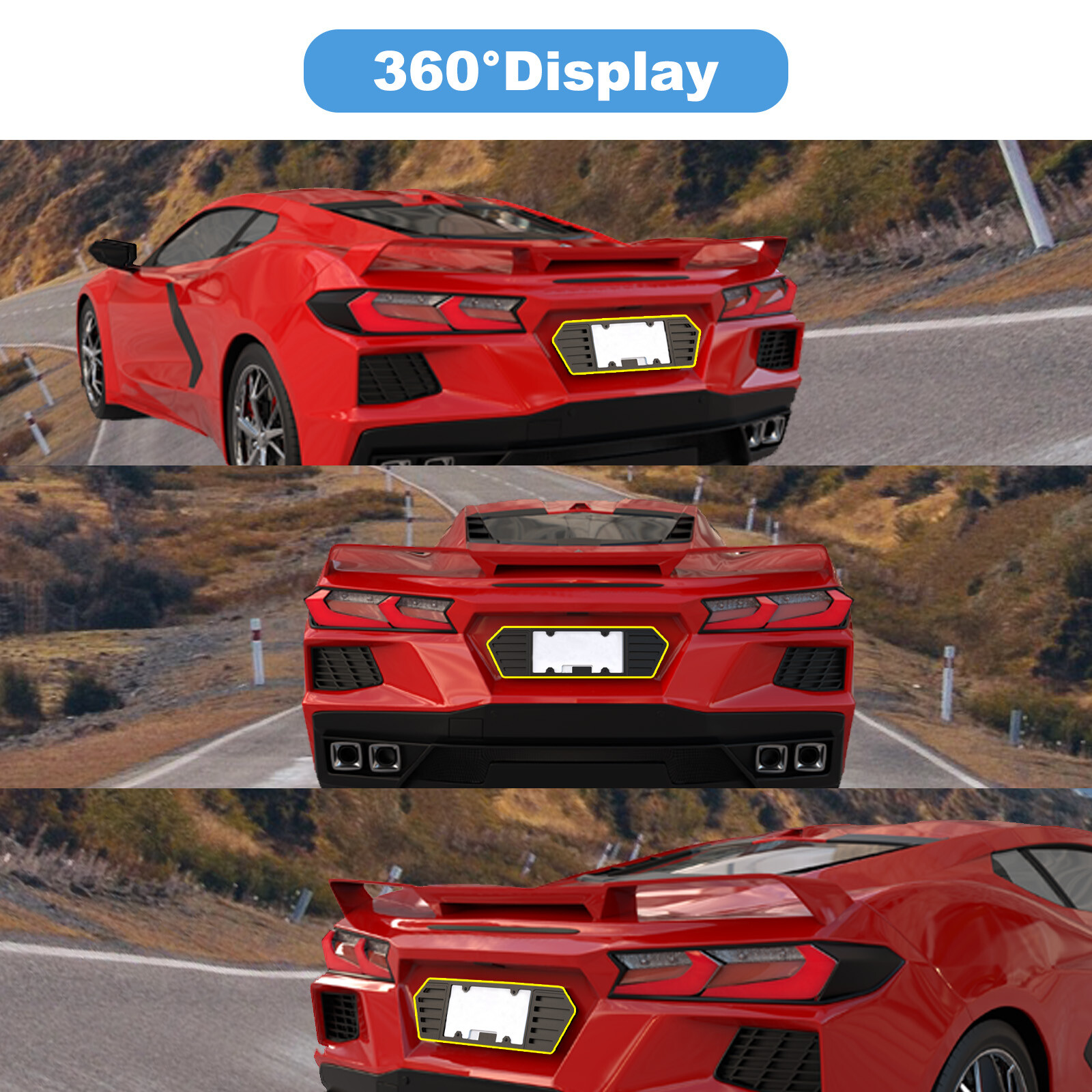 Rear License Plate Filler Frame For 2020-2024 Corvette C8 Carbon Fiber ...