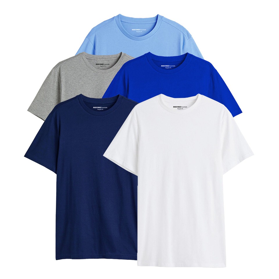 Mens Multipack T Shirts 3 & 5 Pack Cotton Plain Short Sleeve Round Crew ...