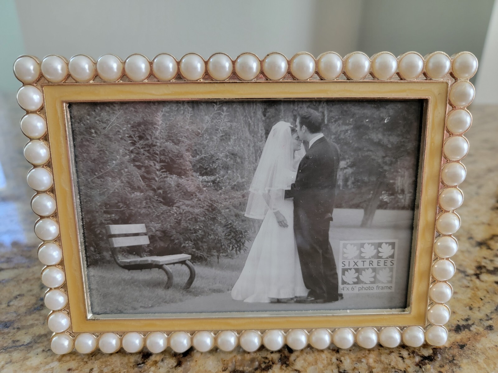 Sixtrees 4X6 Photo/Picture Frame, New, Pearls set in Gold & Woodlike ...