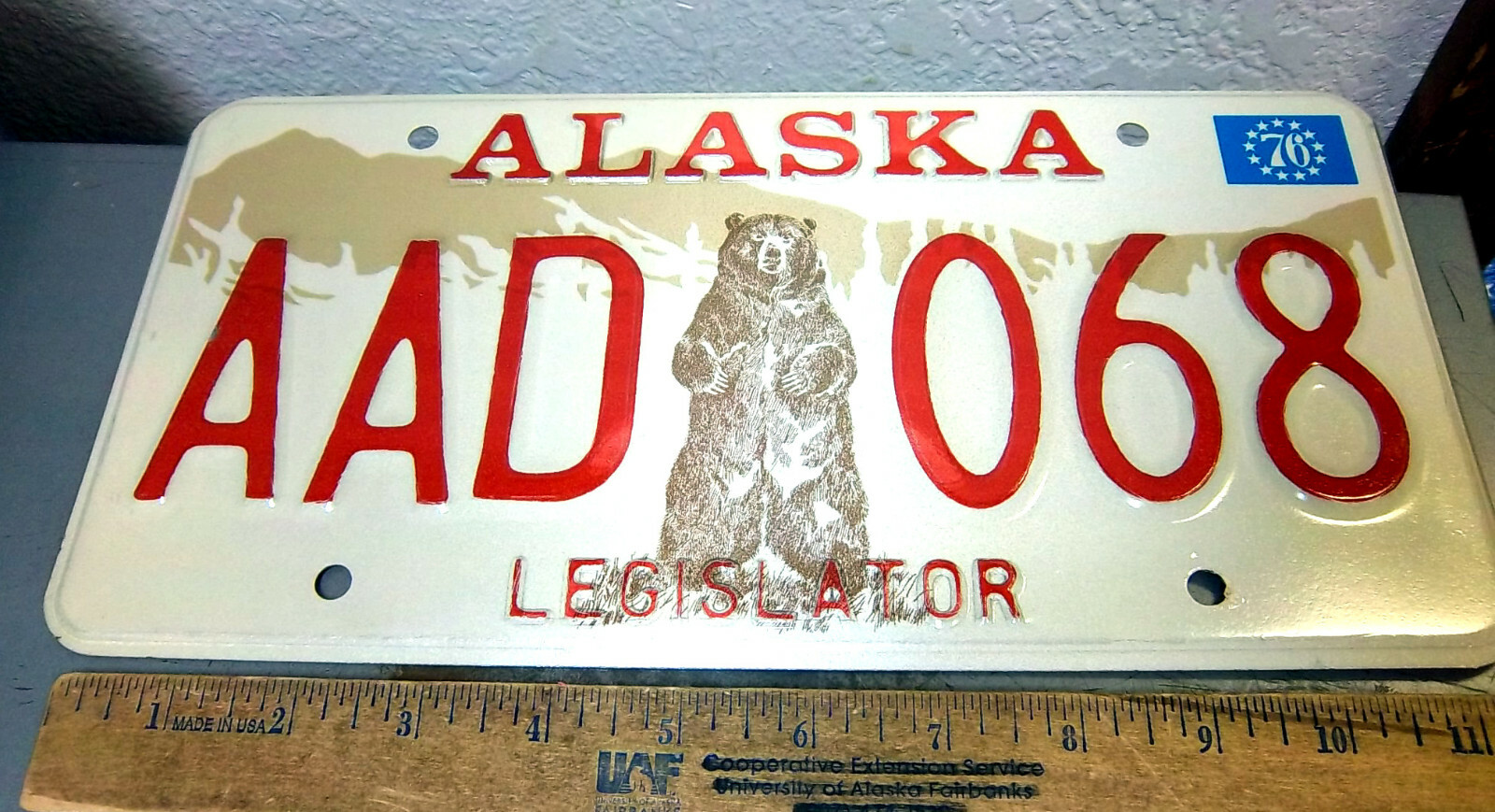 Alaska License Plate 1976 AAD 068 Legislator Kodiak Bear style Plate ...