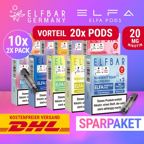 10 x ELFBAR ELFA Pods 20mg - alle Sorten - original ELF BAR Pod System ...