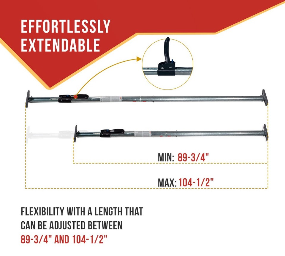 2PK 89-3/4" to 104-1/2" Telescoping Ratcheting Load Lock Bar for Cargo ...