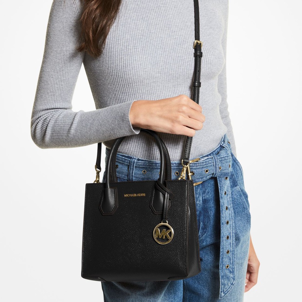 Michael Kors Mercer Messenger MD Crossbody Bag Black Brown Vanilla ...