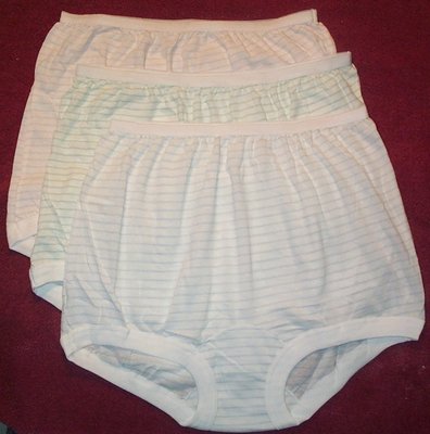 3 Pair 100% COTTON BAND LEG PANTY Size 8 in Assorted Stripes U.S.A ...