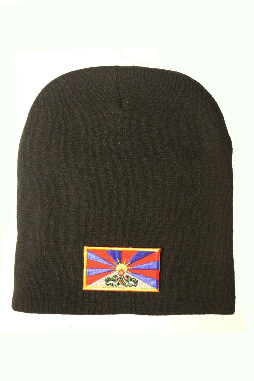 TIBET Rectangle Country Flag PATCH BEANIE HAT..Colors: Black,White,Red ...