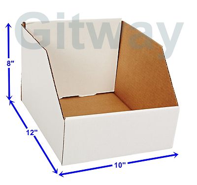 25 pcs 10" X 12" x 8" Corrugated Cardboard Open Top Storage Parts Bin ...