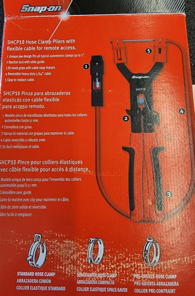 New Snap-on Remote Ratcheting Hose Clamp Pliers with Flexible Cable ...