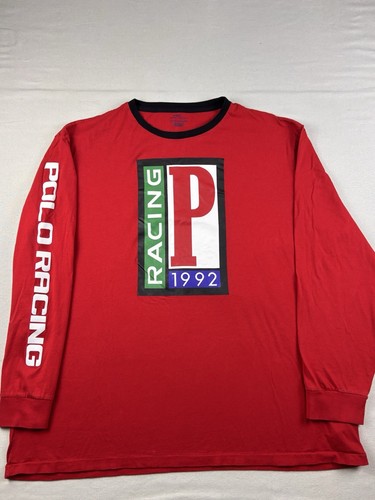 Polo Ralph Lauren Racing Shirt Size 2XL Red Longsleeve 1992 P Logo ...