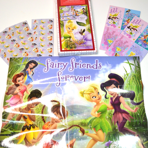 New Open Box Disney Fairies Tinker Bell 32 Valentines Sticker Poster ...